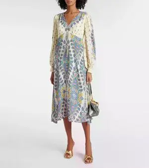 Etro Paisley Crêpe De Chine Midi Dress - Multicoloured