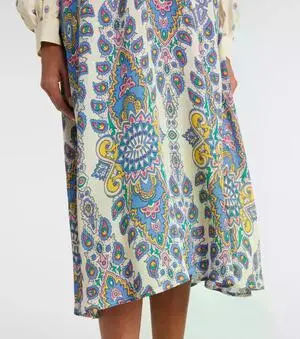 Etro Paisley Crêpe De Chine Midi Dress - Multicoloured