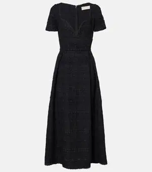 Elie Saab Macramé Midi Dress - Black