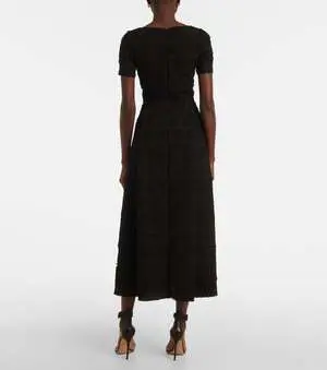 Elie Saab Macramé Midi Dress - Black