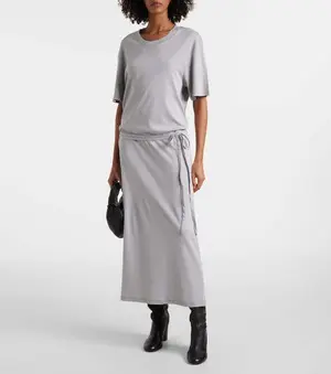 LEMAIRE Belted Cotton Jersey Midi Dress - Blue