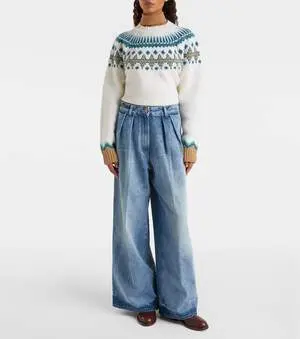 Alanui Sunny Crochet Wide-leg Jeans