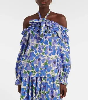 Carolina Herrera Floral Print Off-shoulder Top