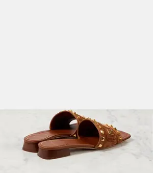 Valentino Garavani Plaster Caster Studded Suede Slides
