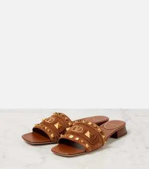 Valentino Garavani Plaster Caster Studded Suede Slides
