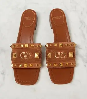 Valentino Garavani Plaster Caster Studded Suede Slides