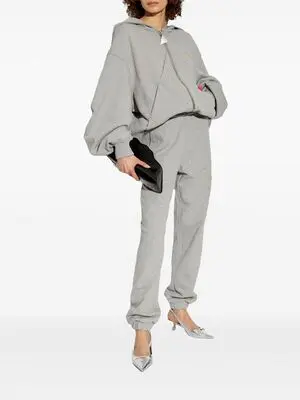 Attico Heather Logo Embroidered Elasticated Cuff Track Pants - Grey