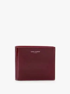 Saint Laurent Patent Leather Wallet With Engraved Logo On The Front - Red