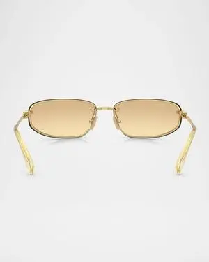 Miu Miu Rimless Oval Sunglasses - Gold