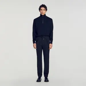 Sandro Elasticated Straight-leg Trousers - Black