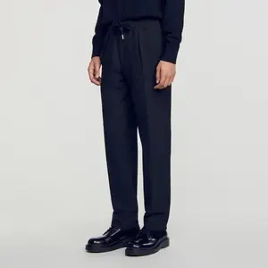 Sandro Elasticated Straight-leg Trousers - Black