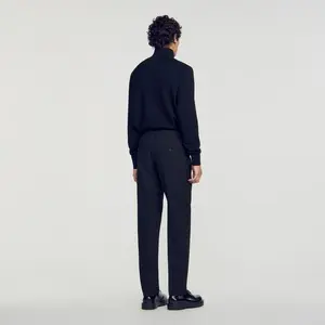 Sandro Elasticated Straight-leg Trousers - Black