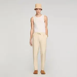 Sandro Elasticated Straight-leg Trousers - Oats