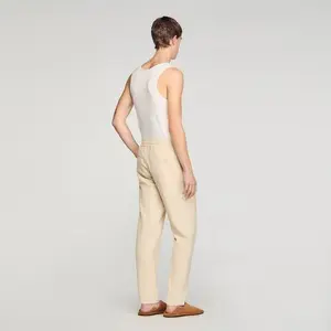 Sandro Elasticated Straight-leg Trousers - Oats