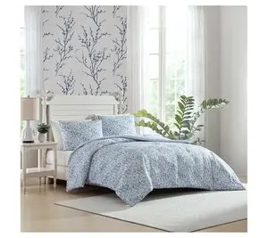 Laura Ashley Quartet Blue King Comforter Sham Set