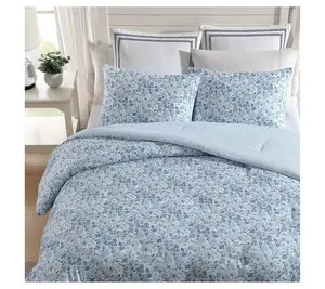 Laura Ashley Quartet Blue King Comforter Sham Set