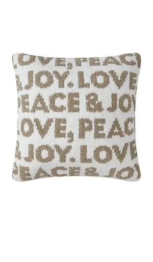 SUNDAY CITIZEN Love, Peace, And Joy Throw Pillow In Cream - Biscotti & Off White
