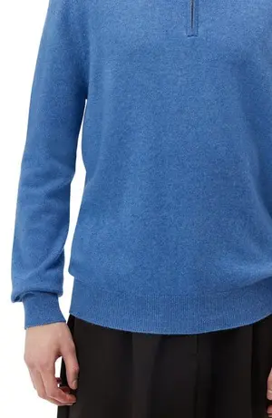 GOBI MONGOLIAN CASHMERE Essential Half-zip Cashmere Sweater - Blue
