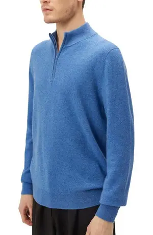 GOBI MONGOLIAN CASHMERE Essential Half-zip Cashmere Sweater - Blue