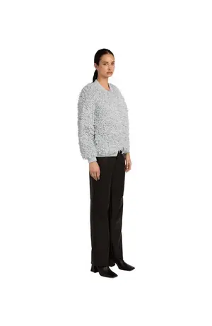 GOBI MONGOLIAN CASHMERE Loop-stitch Cashmere Cardigan - Silver Birch