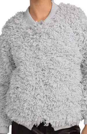 GOBI MONGOLIAN CASHMERE Loop-stitch Cashmere Cardigan - Silver Birch