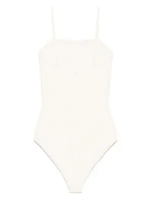 JIL SANDER Logo-embroidered Swimsuit - Neutrals