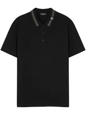 Versace Medusa-embroidered Polo Shirt - Black