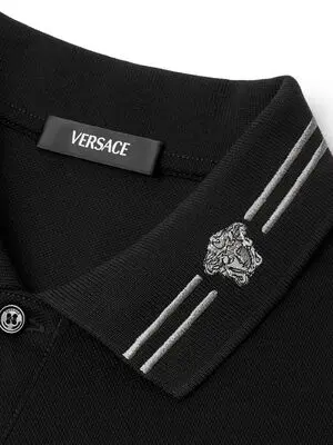 Versace Medusa-embroidered Polo Shirt - Black