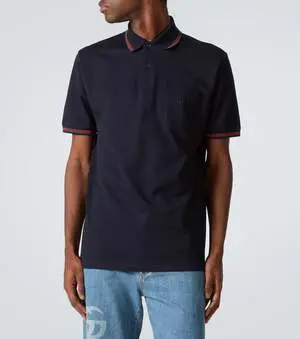 Gucci Double G Cotton-blend Piqué Polo Shirt - Blue