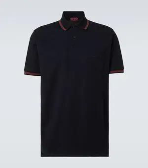 Gucci Double G Cotton-blend Piqué Polo Shirt - Blue
