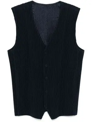 Issey Miyake Tailored Pleats Vest - Blue