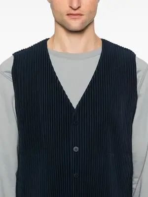 Issey Miyake Tailored Pleats Vest - Blue