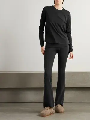 SKIMS Stretch-cotton Jersey Foldover Pants