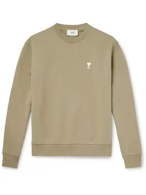 AMI Paris De Coeur Logo-embroidered Organic Cotton-jersey Sweatshirt
