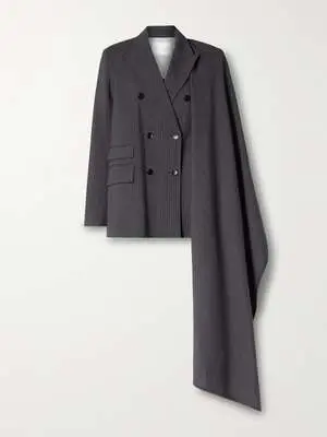 Maria Mcmanus Double-breasted Pinstriped Wool-blend Blazer - Charcoal