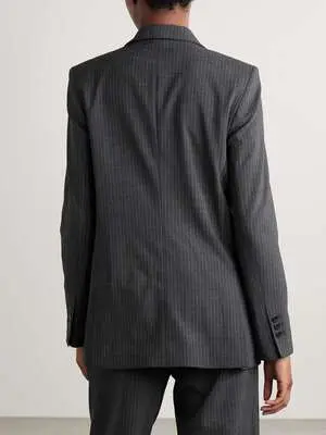 Maria Mcmanus Double-breasted Pinstriped Wool-blend Blazer - Charcoal