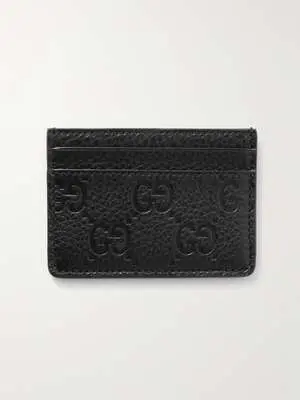 Gucci Gg Emblem Debossed Textured-leather Cardholder - Black