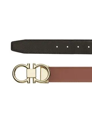 FERRAGAMO Gancini Leather Belt - Brown