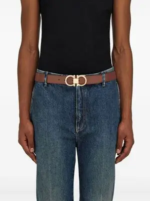 FERRAGAMO Gancini Leather Belt - Brown