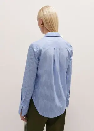 ME+EM Cotton Stripe Shirt - Pale Blue/white