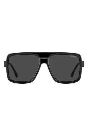 Carrera Eyewear Rectangular Flat Top Sunglasses - Ruthenium Black/ Grey Polar