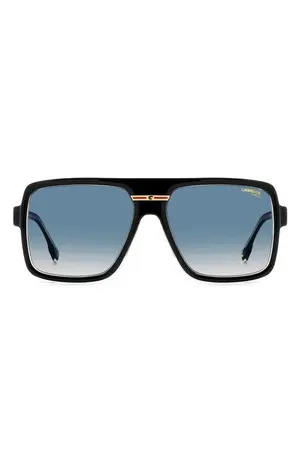 Carrera Eyewear 59mm Gradient Rectangular Sunglasses - Black Crystal/ Dark Blue
