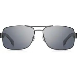 BOSS 62mm Oversized Navigator Sunglasses - Dark Ruthenium/ Grey Polar