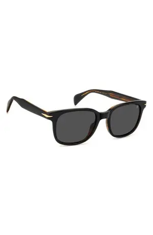 DB EYEWEAR BY DAVID BECKHAM 53mm Rectangular Sunglasses - Black Striped Brown/ Grey Ar