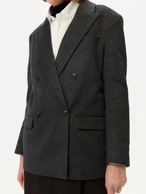 Gobi Cashmere Double-breasted Checkered Blazer