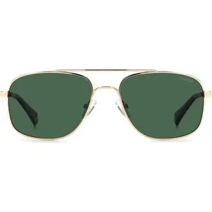 POLAROID 56mm Polarized Aviator Sunglasses - Gold Green/ Green Polar