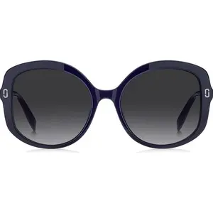 Marc Jacobs Marc Jacobs 56mm Round Sunglasses Blue/ Dark Grey