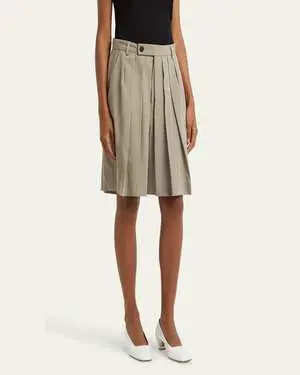 SETCHU Hakama Pleated Wool Shorts - Beige