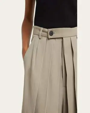 SETCHU Hakama Pleated Wool Shorts - Beige