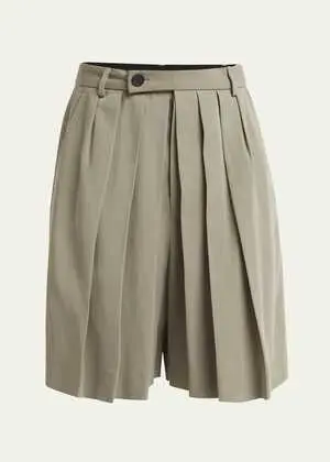 SETCHU Hakama Pleated Wool Shorts - Beige